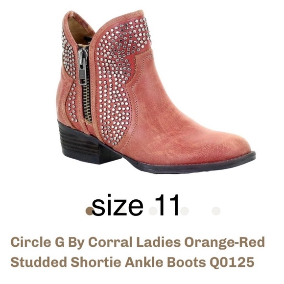 Circle G | Shoes | Circle G By Corral Ladies Orangered Studded Shortie ...